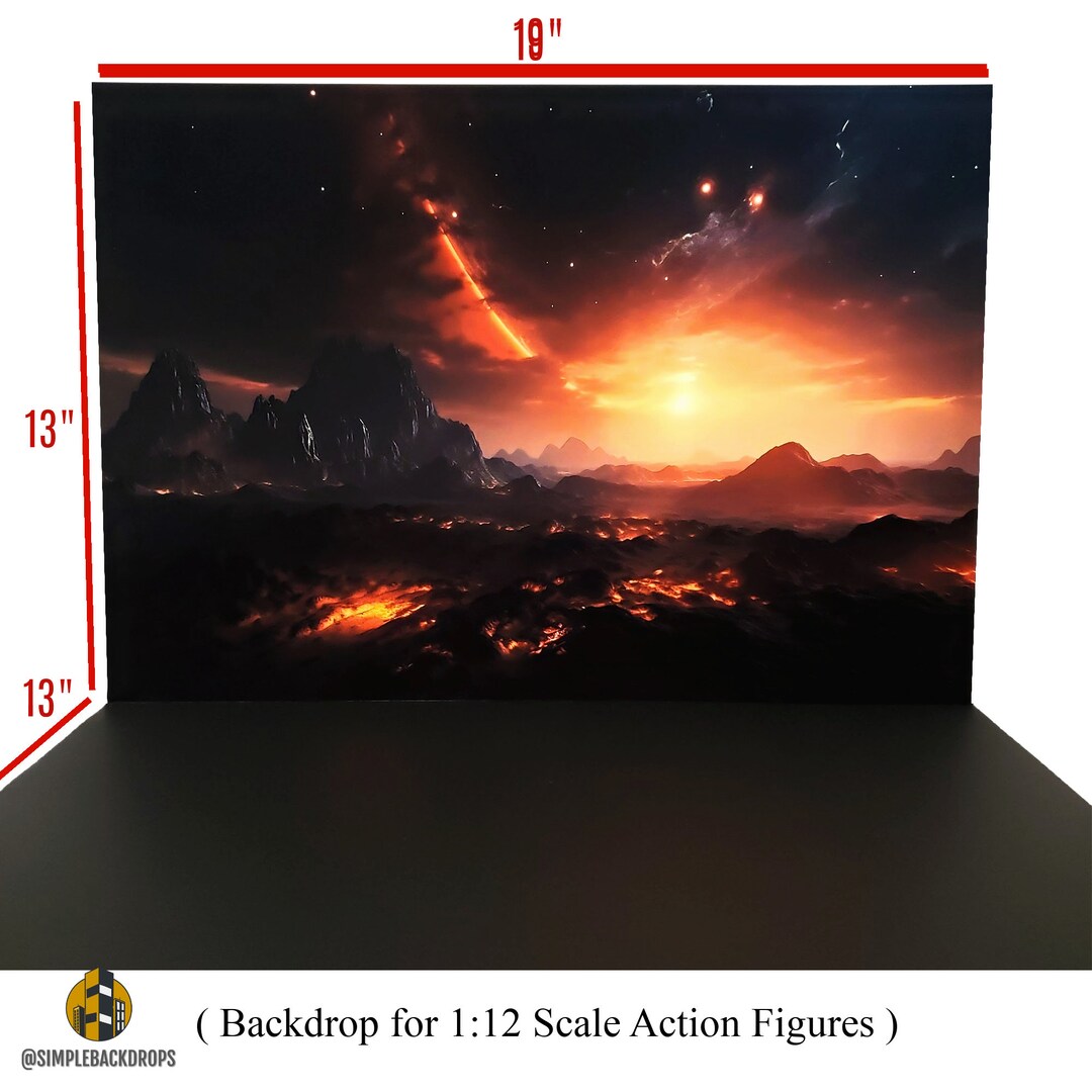 Volcano Lava Backdrop / Diorama Size 13x19 for Action Figures of 1:12 ...