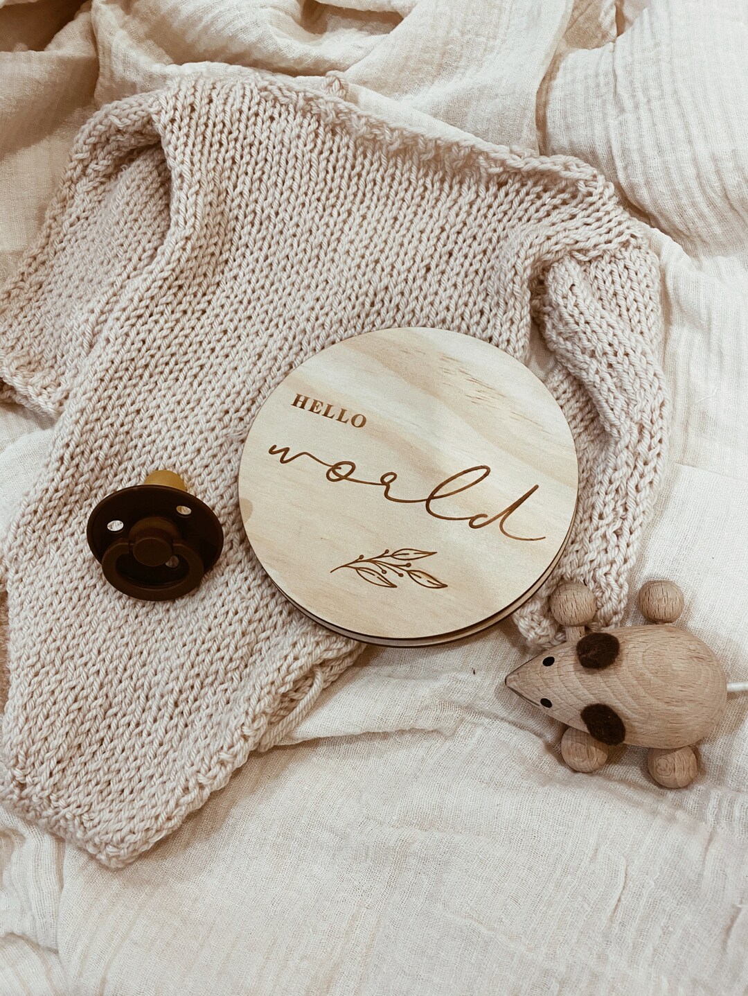Hello World Wooden Plaque Baby Announcement Plaque Milestone Plaque ...