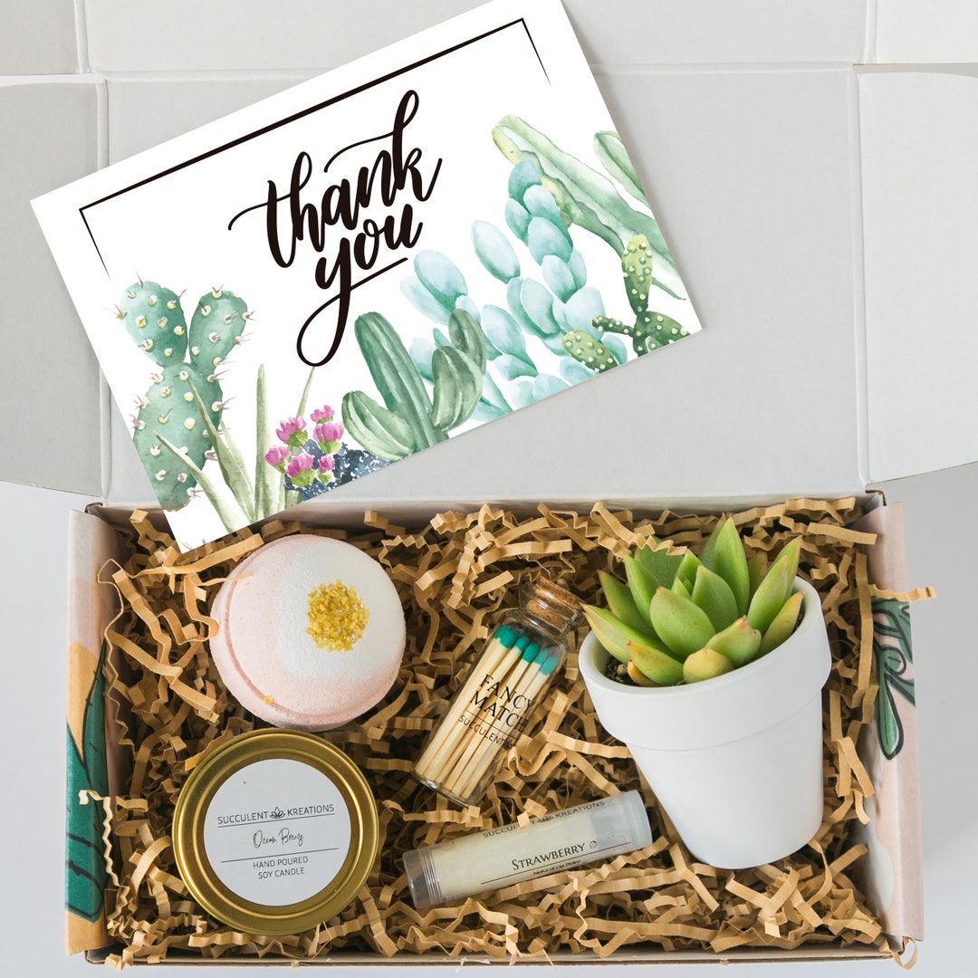Thank You Gift Box Appreciation Gift Succulent and Candle Gift Thank ...