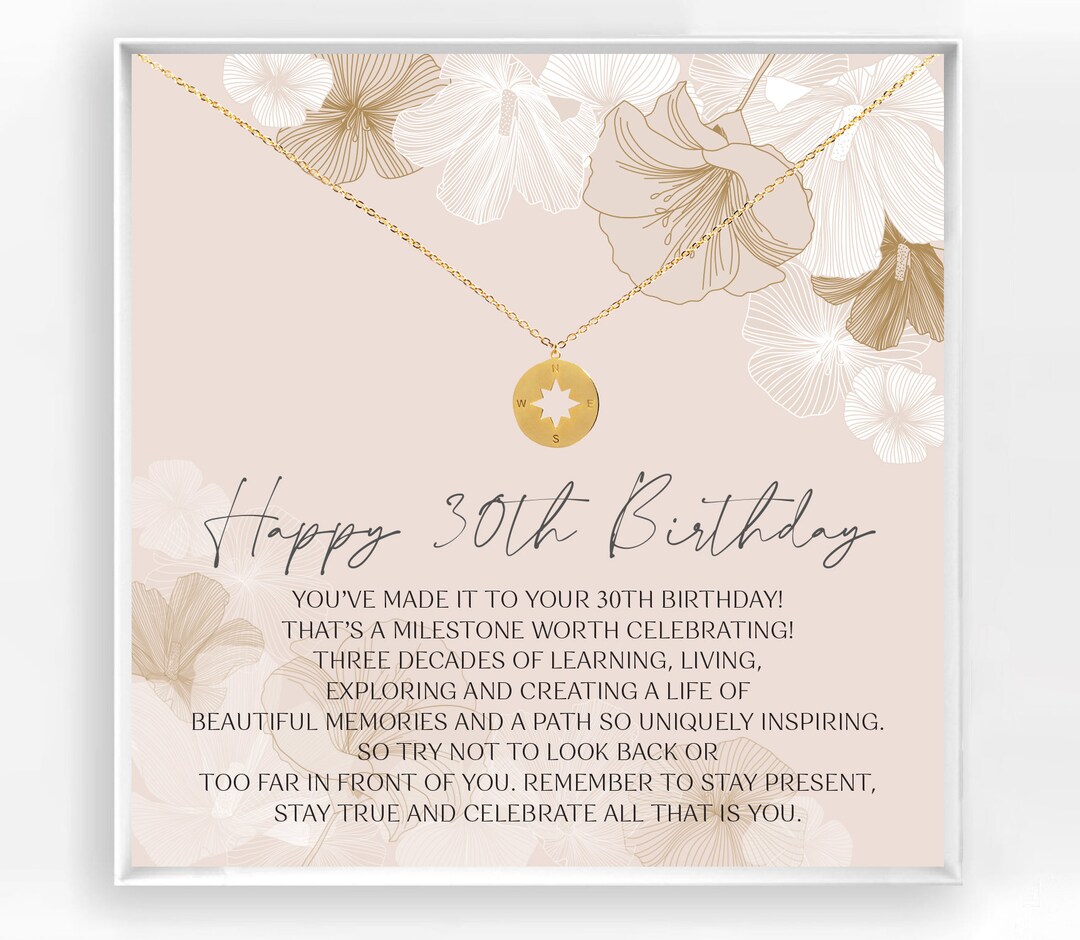 30th Birthday Compass Necklace - Perfect Gift for Your Best Friend ...