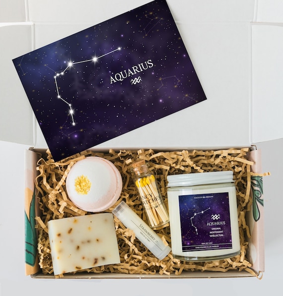 Aquarius Sign Candle Aquarius Gift Box Horoscope Sign | Etsy