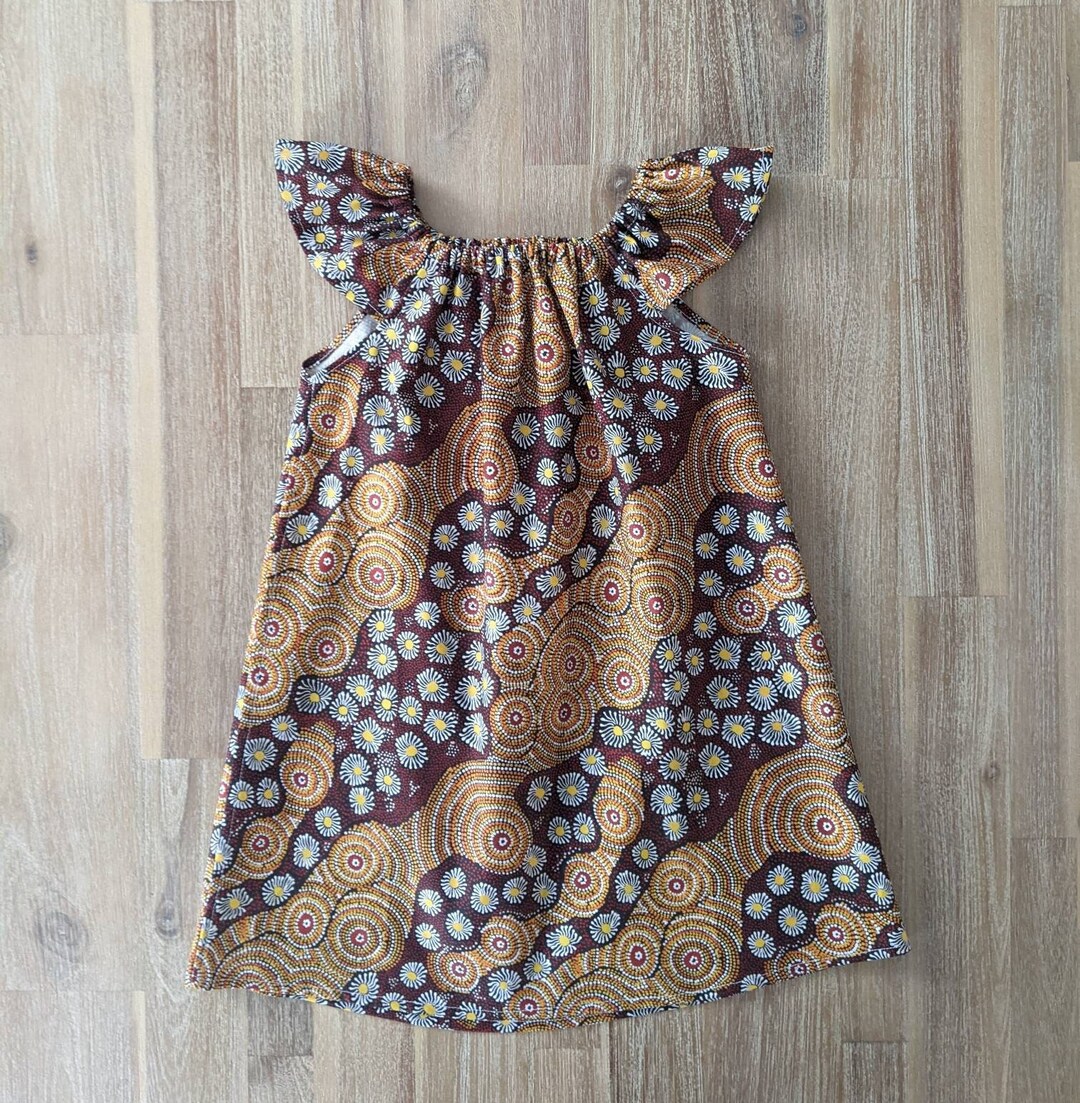 Girls Indigenous Flutter Sleeve Dress// Handmade // Cotton // Baby ...