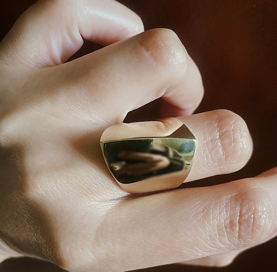 Bold, Modern, Architectural 14k Gold Ring - Gem