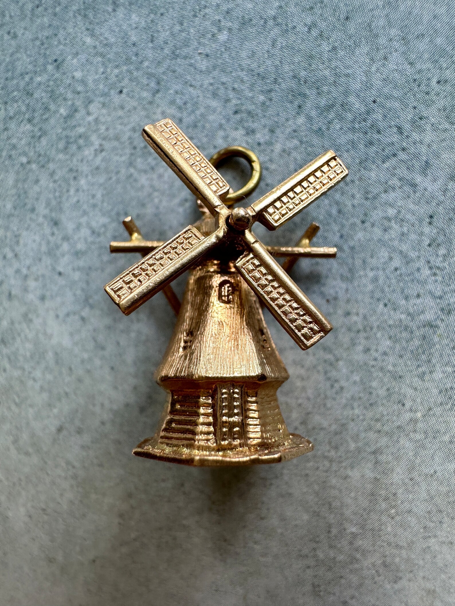 18k Gold Articulated Windmill Charm - Etsy