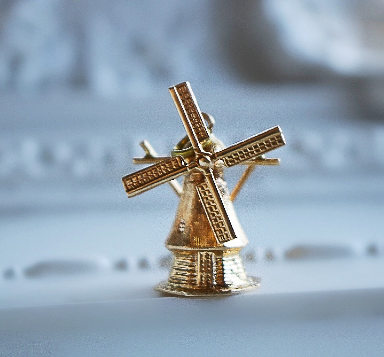 18k Gold Articulated Windmill Charm - Etsy