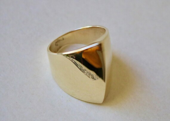 Bold, Modern, Architectural 14k Gold Ring - Gem