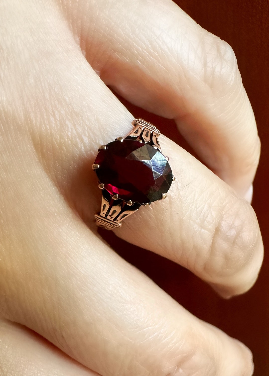 14k Victorian Gold and Rubellite red Tourmaline Ring - Etsy