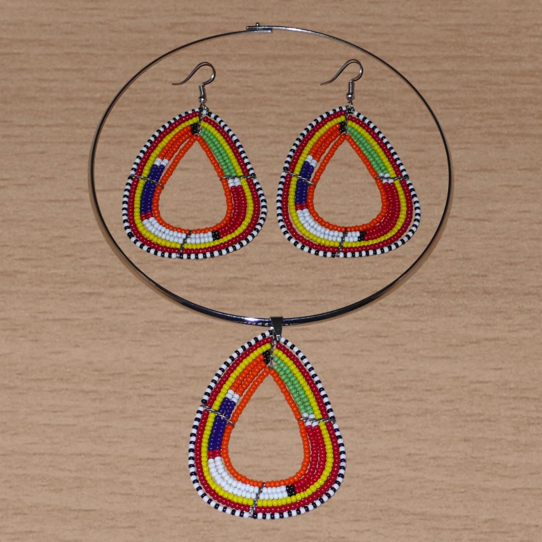 Ethnic African Jewelry Set | African Earrings - 8.5 Cm Long | Massai ...