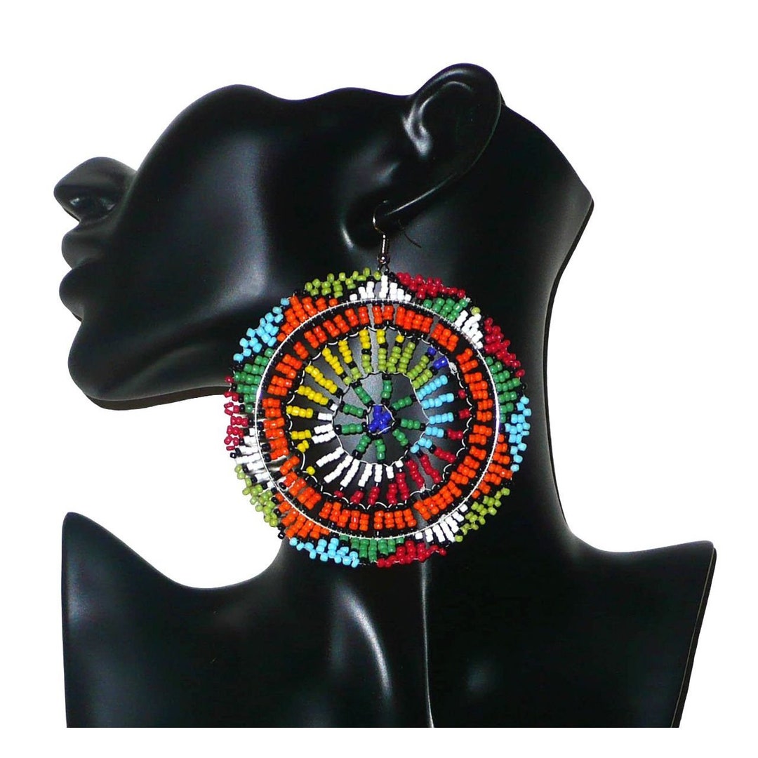 Oversized African Earrings / Zulu African Jewelry / Ethnic Ornaments ...