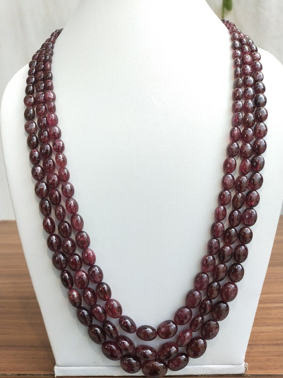 Precious and Rare Burmese Spinel Ruby Oval Beads Necklace | Etsy