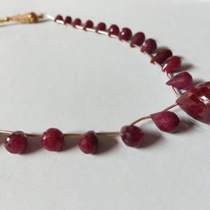 Natural Ruby Drops Necklace \\ Precious Real Ruby \\ Drop Faceted \\ 1 ...