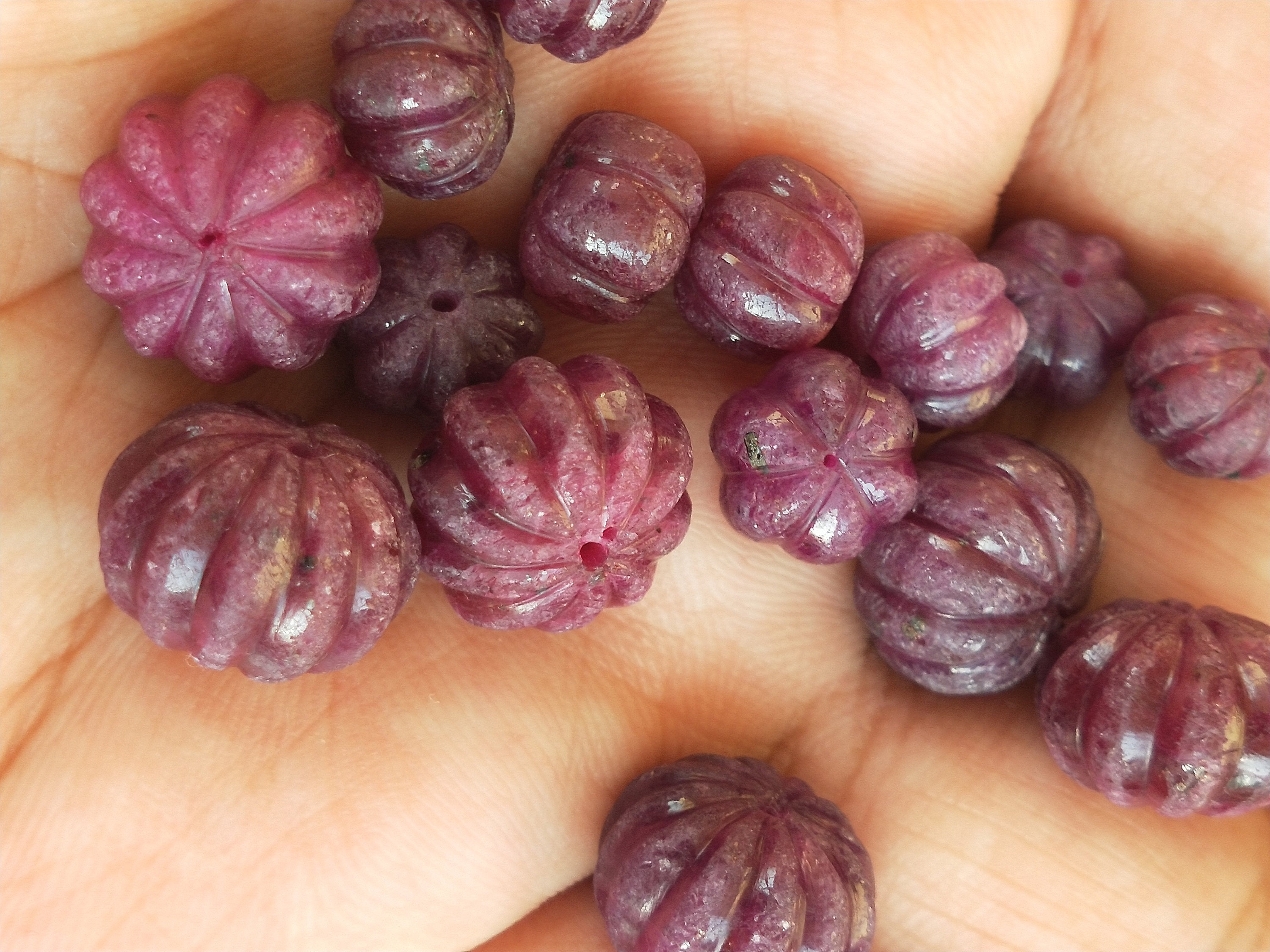 Vintage Ruby Melons Antique Melon Cut Rondelle Rubies for | Etsy