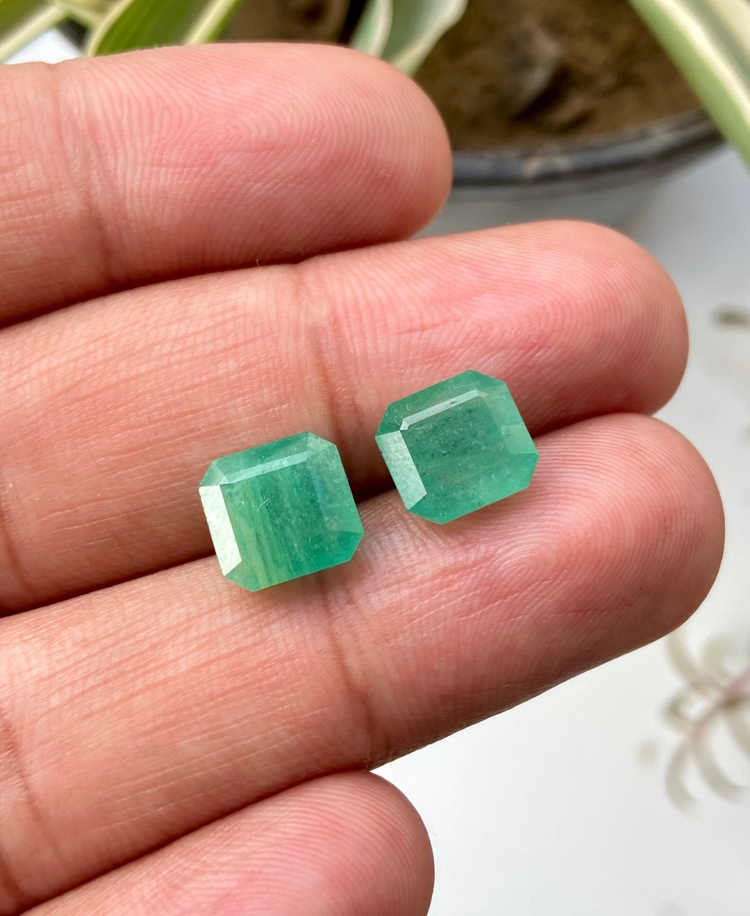 7.95 CRT Precious Emerald Square Cut Pair Stone, Fine A Grade Natural ...