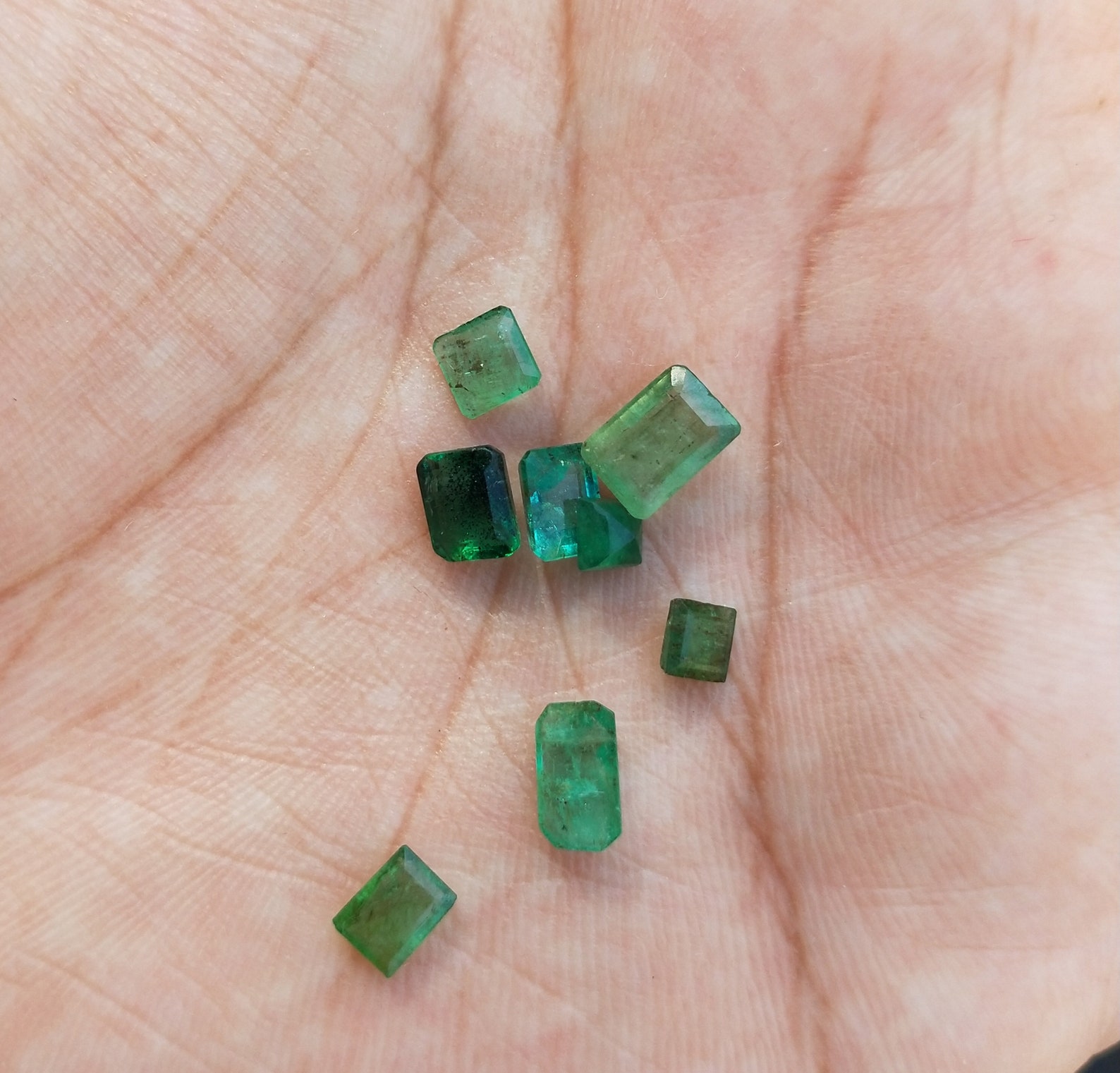 8 Pc Natural Emerald Rectangle/square Cut Faceted Stones 5 | Etsy