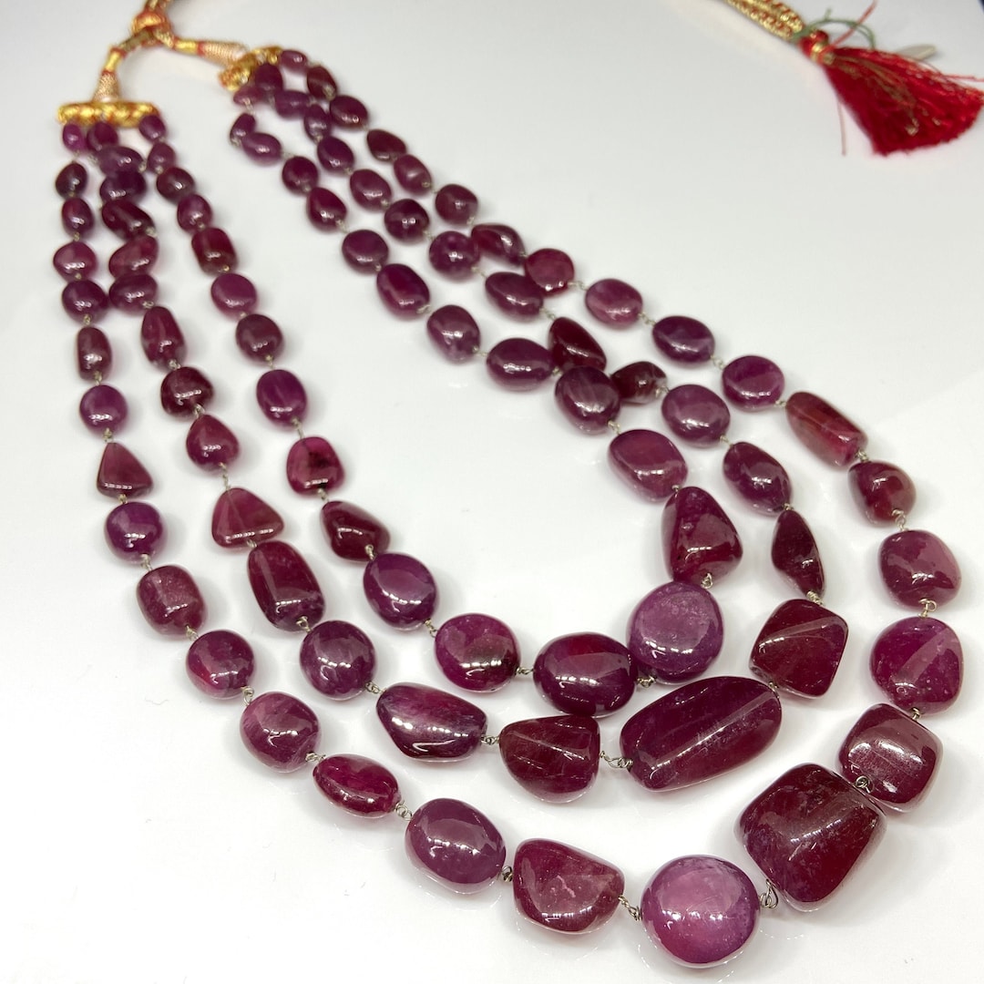 Natural Precious Ruby Beads ~ Smooth Red Ruby Beads ~ Ruby Necklace ...
