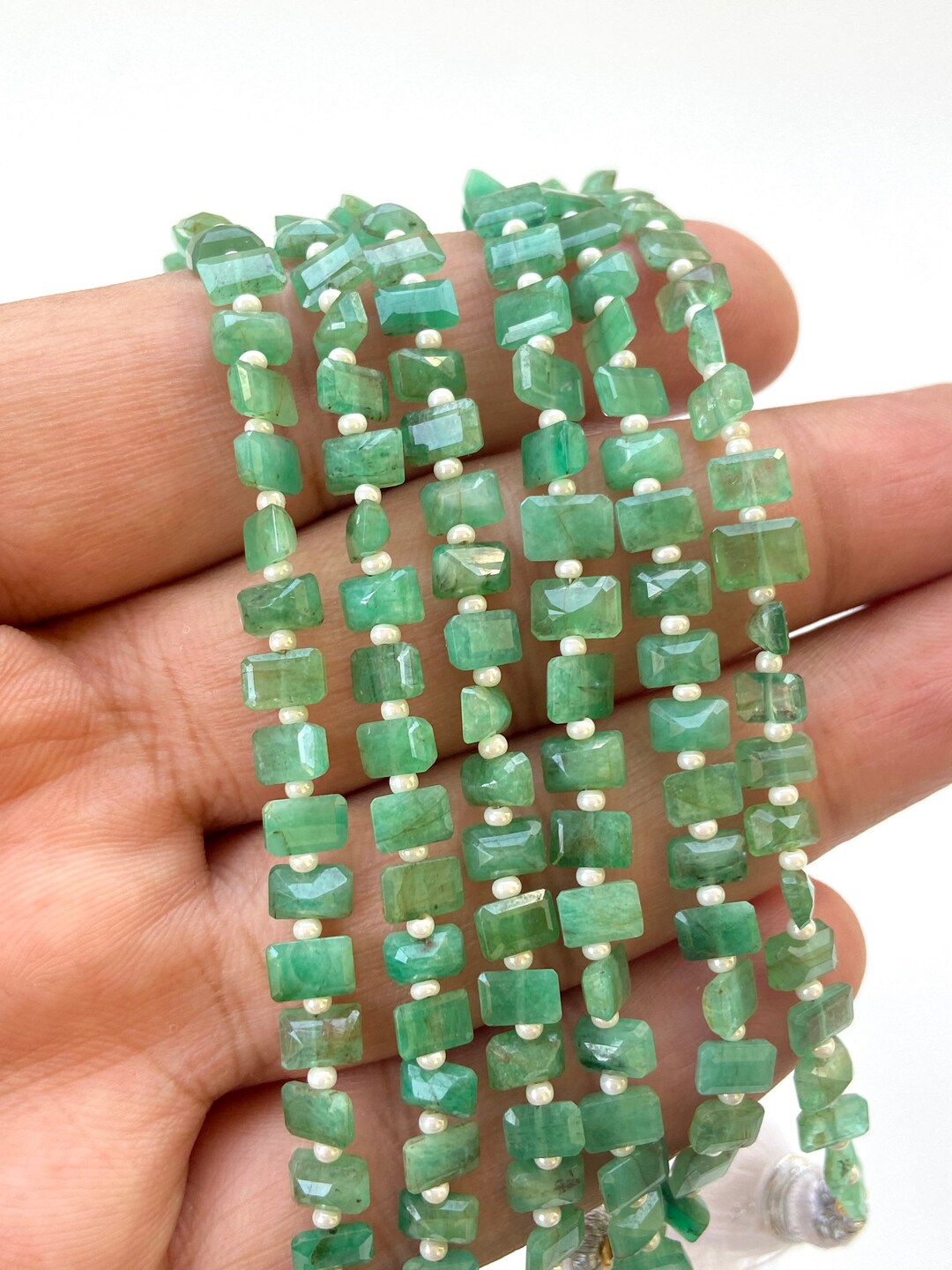 6x4 Mm Precious Real Emerald Rectangle Cut Gemstone Beads, 24 Pieces ...
