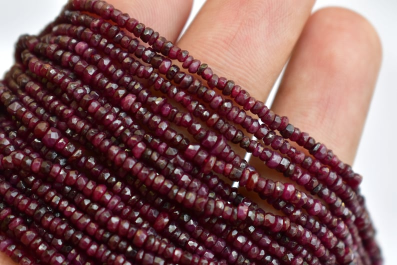 100% Natural Ruby Facet Beads 2.5 Mm 12 Inches Strand - Etsy