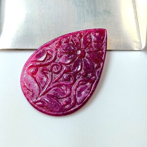 Natural Ruby Carving Pear Shape, 100% Natural Ruby, Handmade Carving ...