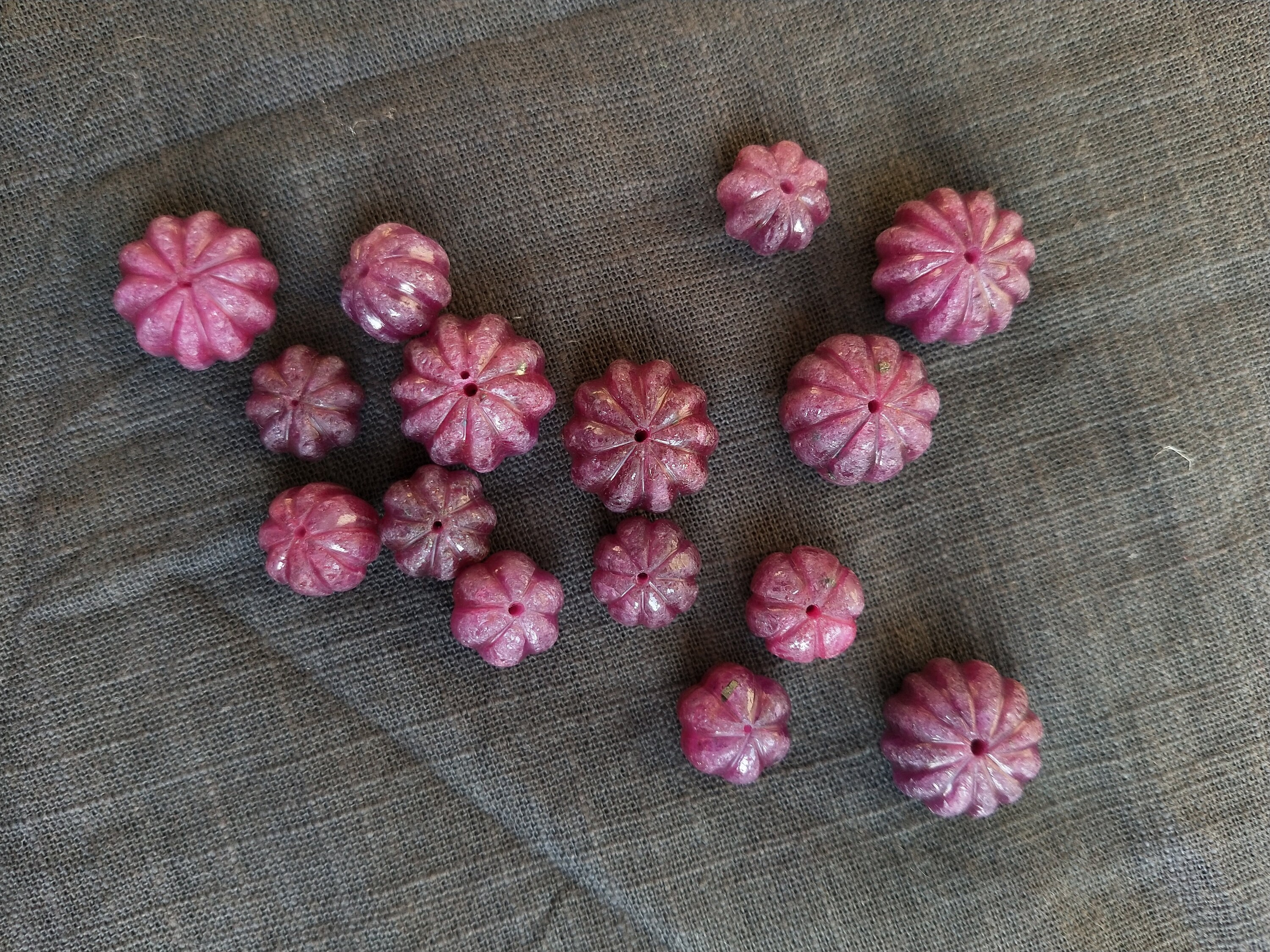 Vintage Ruby Melons Antique Melon Cut Rondelle Rubies for | Etsy