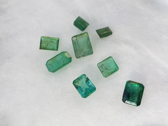8 Pc Natural Emerald Rectangle/square Cut Faceted Stones 5 | Etsy