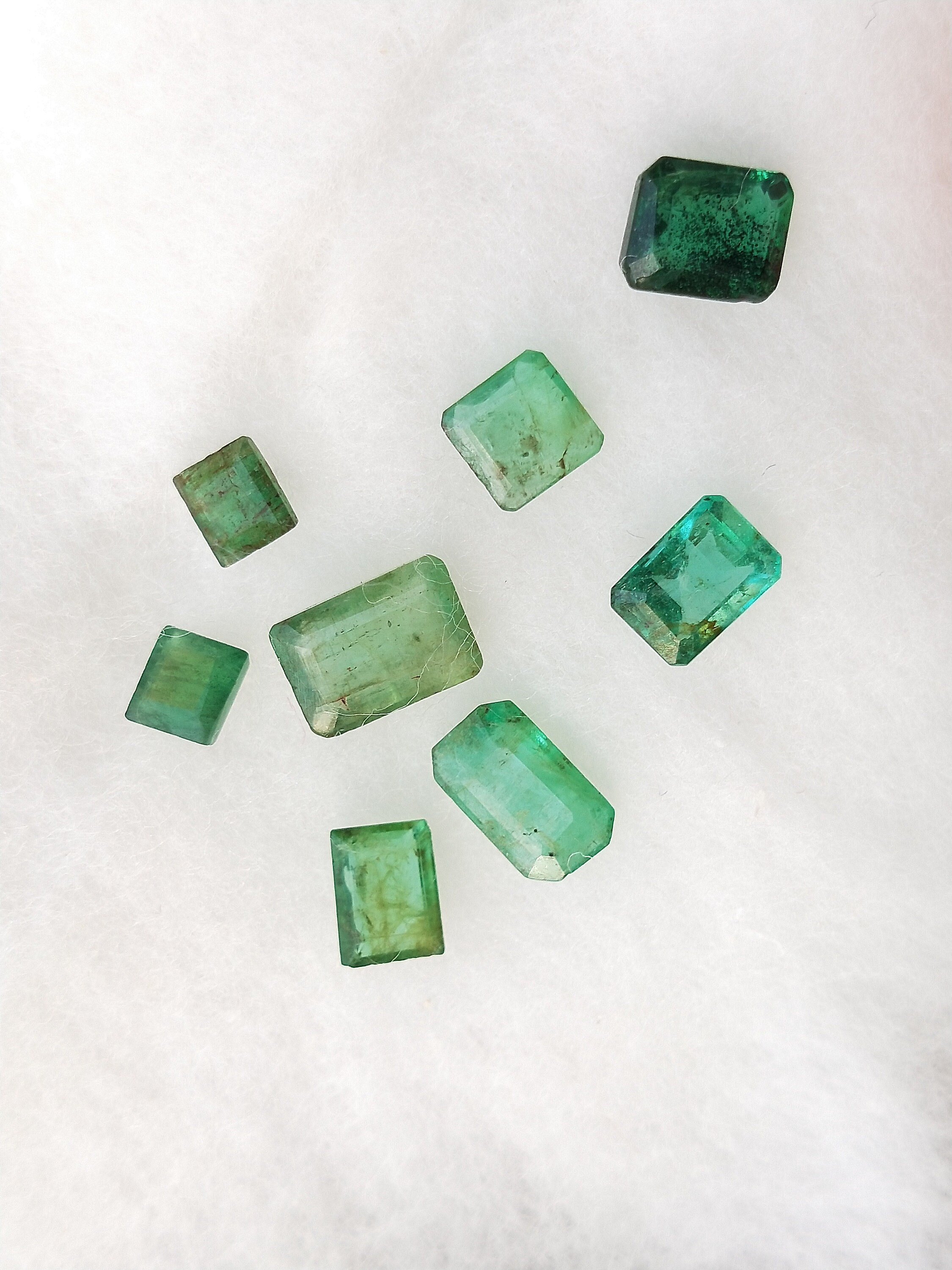 8 Pc Natural Emerald Rectangle/square Cut Faceted Stones 5 | Etsy