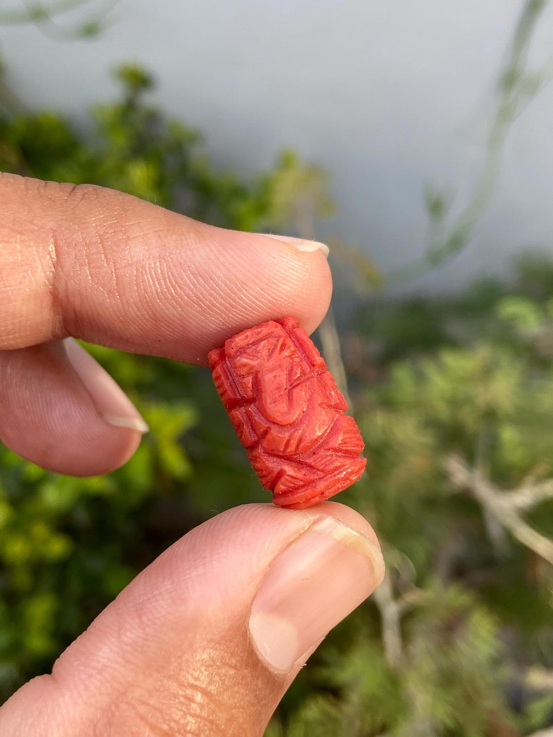 11.0 Ct. Natural Precious Italian Coral Ganesh Carved Gemstone, Pendant ...