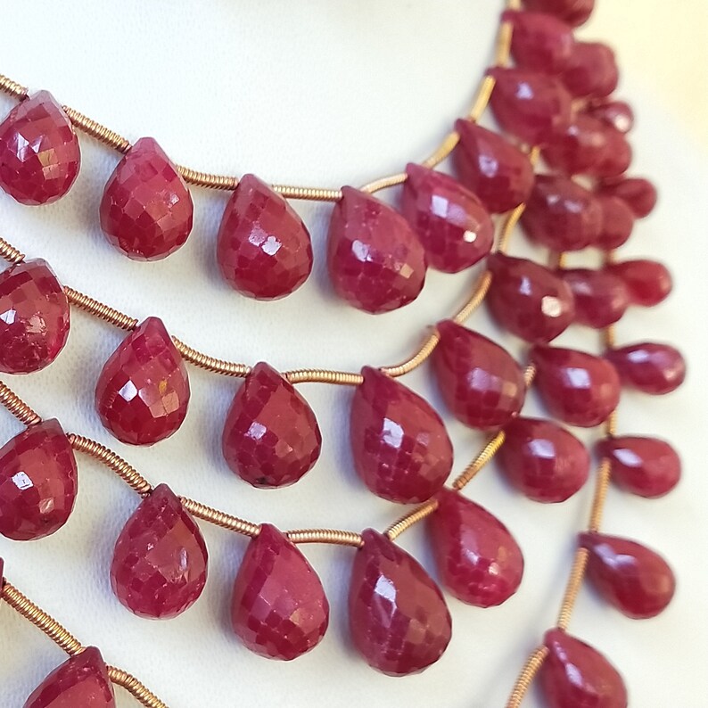 Ruby Teardropamazing Natural Treated Ruby Faceted Teardrops | Etsy