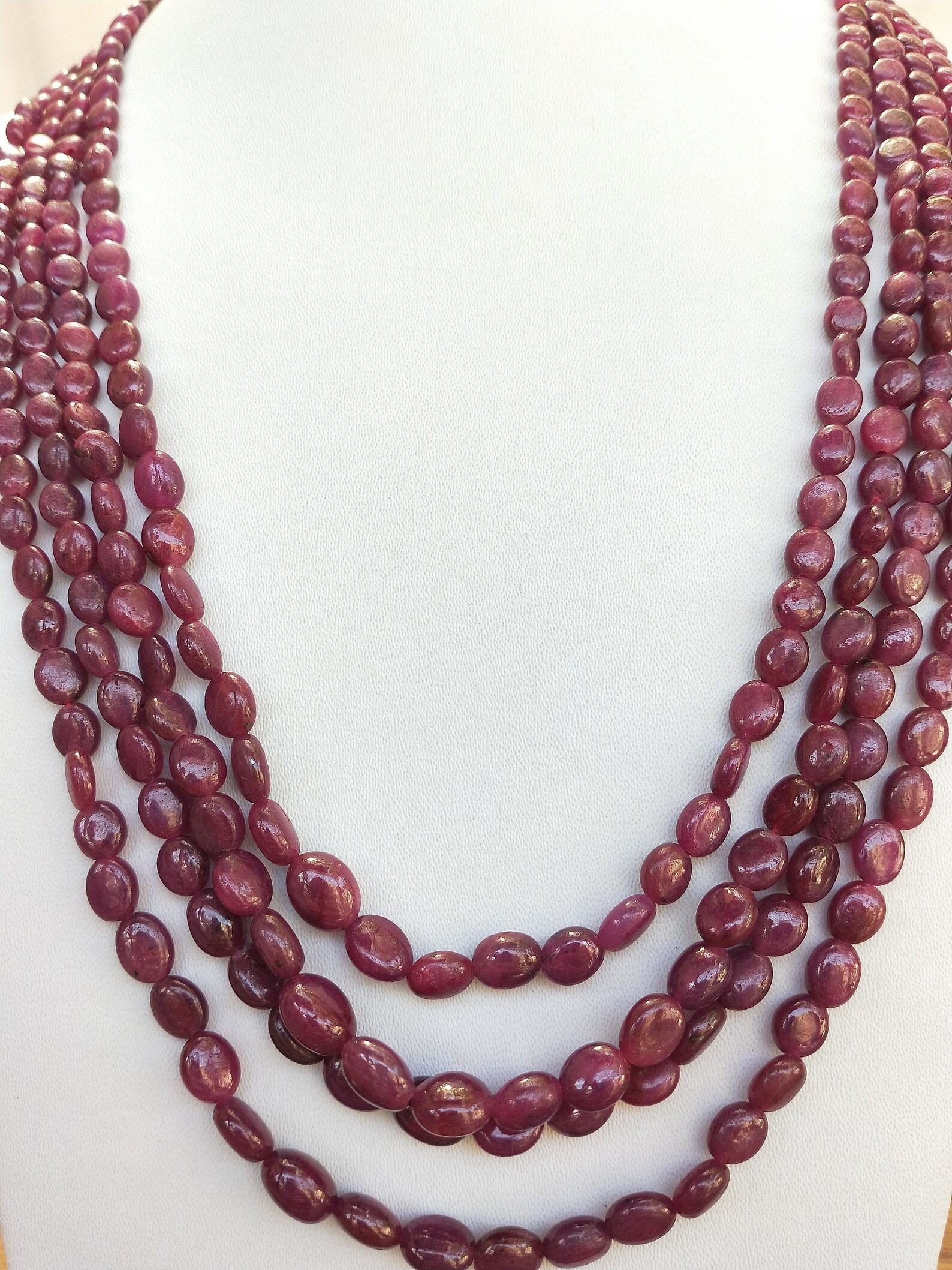 21 African Ruby Necklace Precious Ruby Oval Beads | Etsy