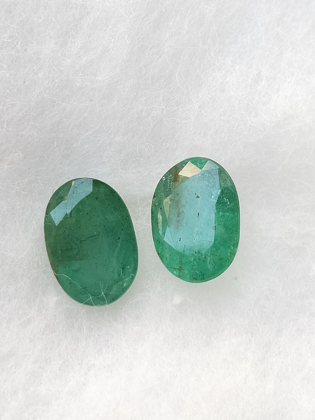 2 Pc Precious Emerald Oval Cut Faceted Stones , Natural Precious Zambia ...