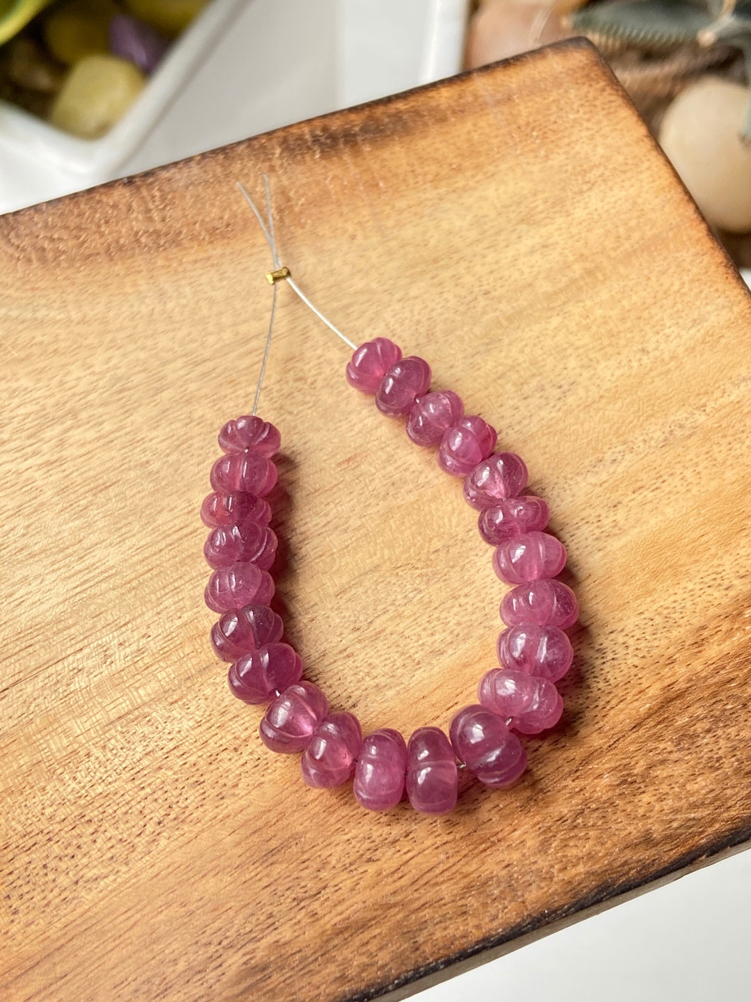 40 Ct. Natural Ruby Carved Melon Beads Gemstone 22 Pieces Ruby for ...