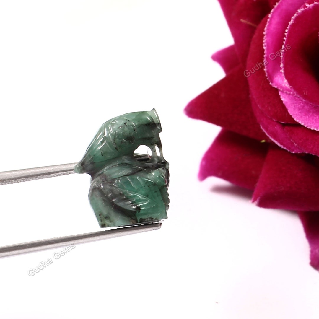 15.70 CRT 14x18x10 Mm Unique Sparrow Sculpture Carving Emerald, Hand ...