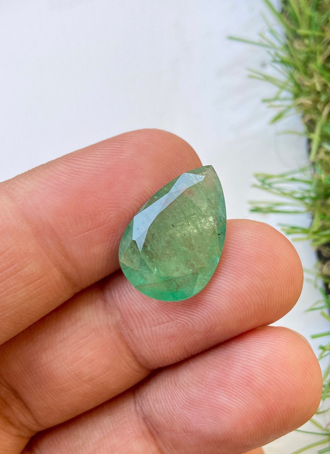 9.20 CRT Natural Genuine Emerald Gemstone, Best Quality Pear Shape ...