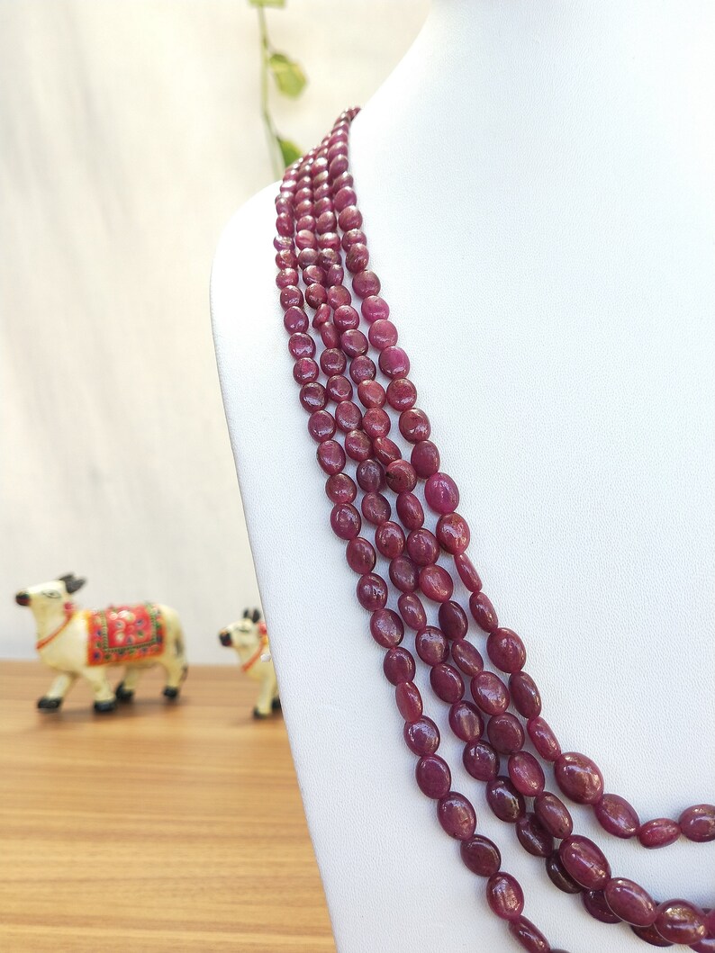 21 African Ruby Necklace Precious Ruby Oval Beads - Etsy