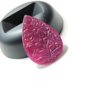 Natural Ruby Carving Pear Shape, 100% Natural Ruby, Handmade Carving ...