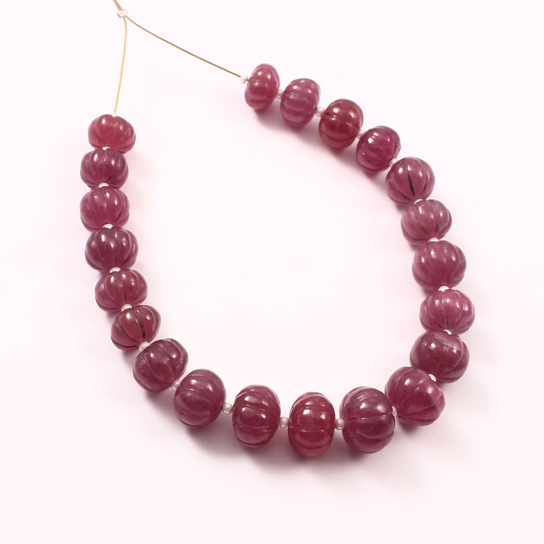 Unique Vintage Ruby Carved Melon Beads, Fine Quality Rondel Beads ...