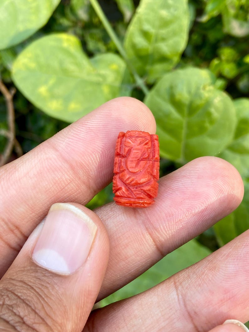 11.0 Ct. Natural Precious Italian Coral Ganesh Carved Gemstone, Pendant ...