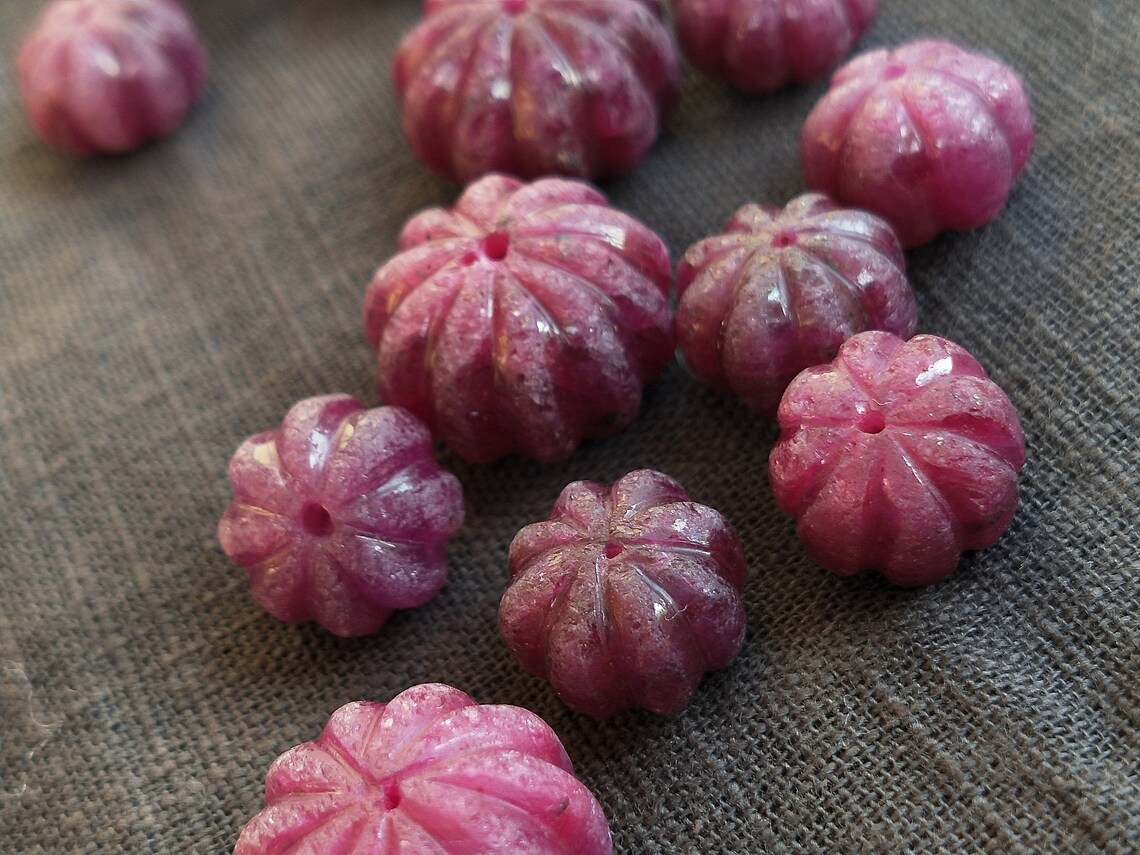 Vintage Ruby Melons Antique Melon Cut Rondelle Rubies for - Etsy