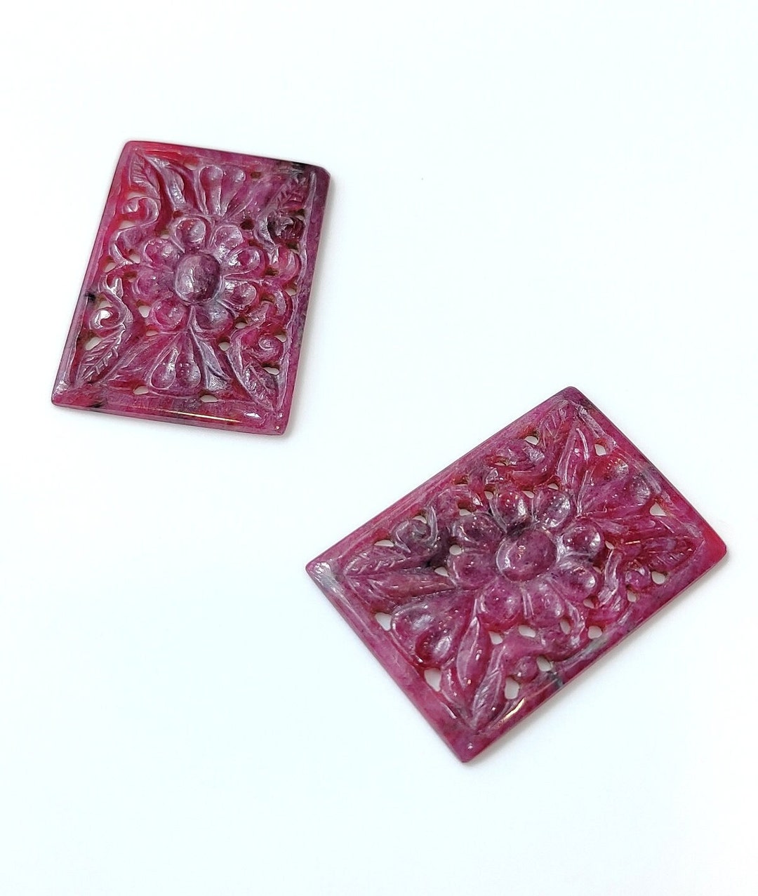 Natural Ruby Carving Rectangle Shape, 100% Natural Ruby, Handmade ...