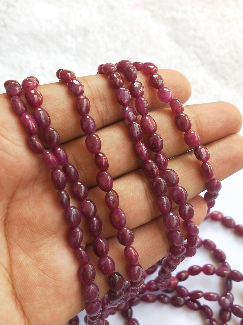 5 Strands 15 Precious Ruby Oval Smooth Beads 5 to 6 Mm - Etsy