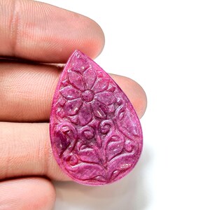 Natural Ruby Carving Pear Shape, 100% Natural Ruby, Handmade Carving ...