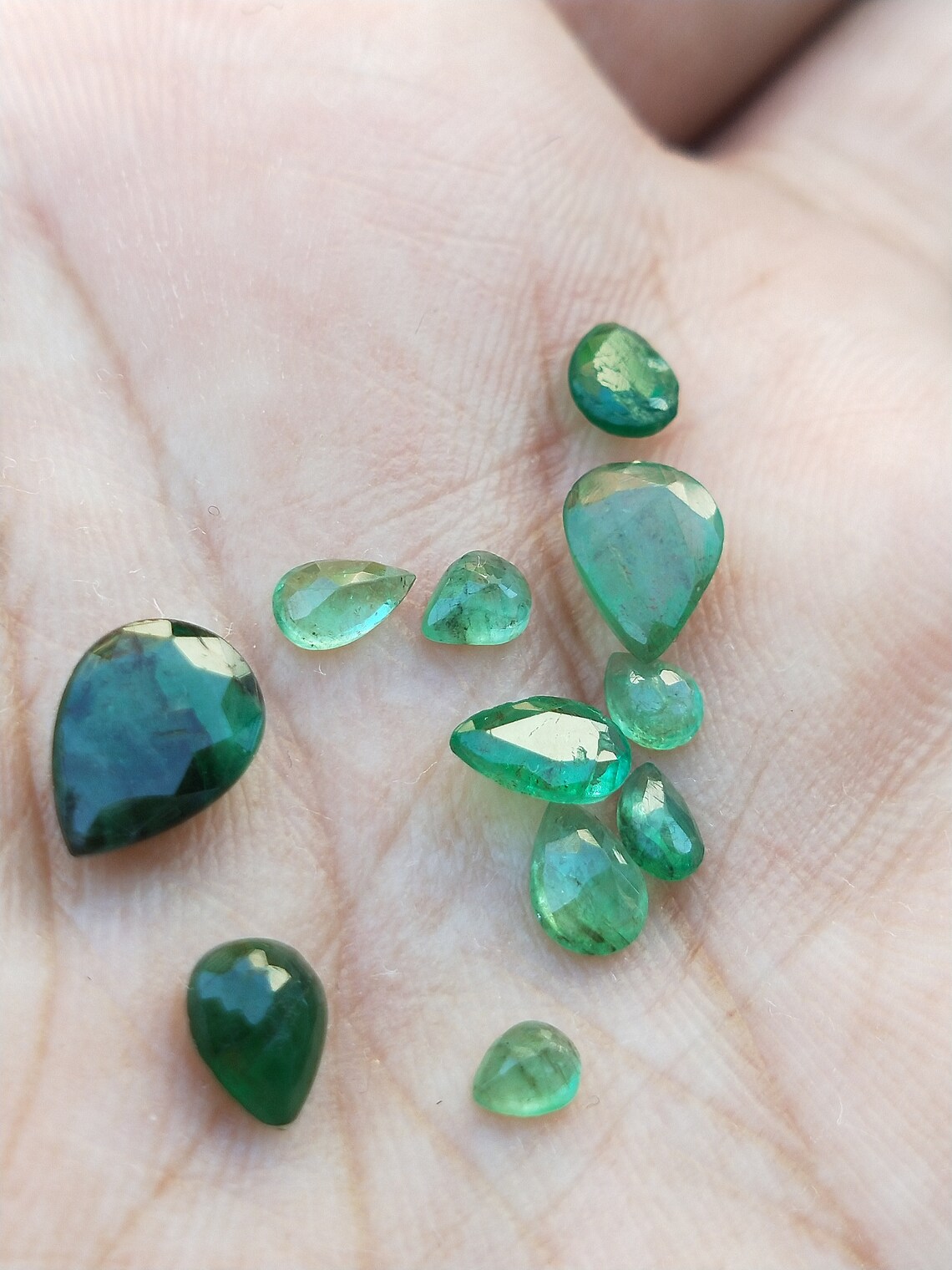 10 pc Natural Emerald pear Cut Faceted Stones 4 Carat | Etsy