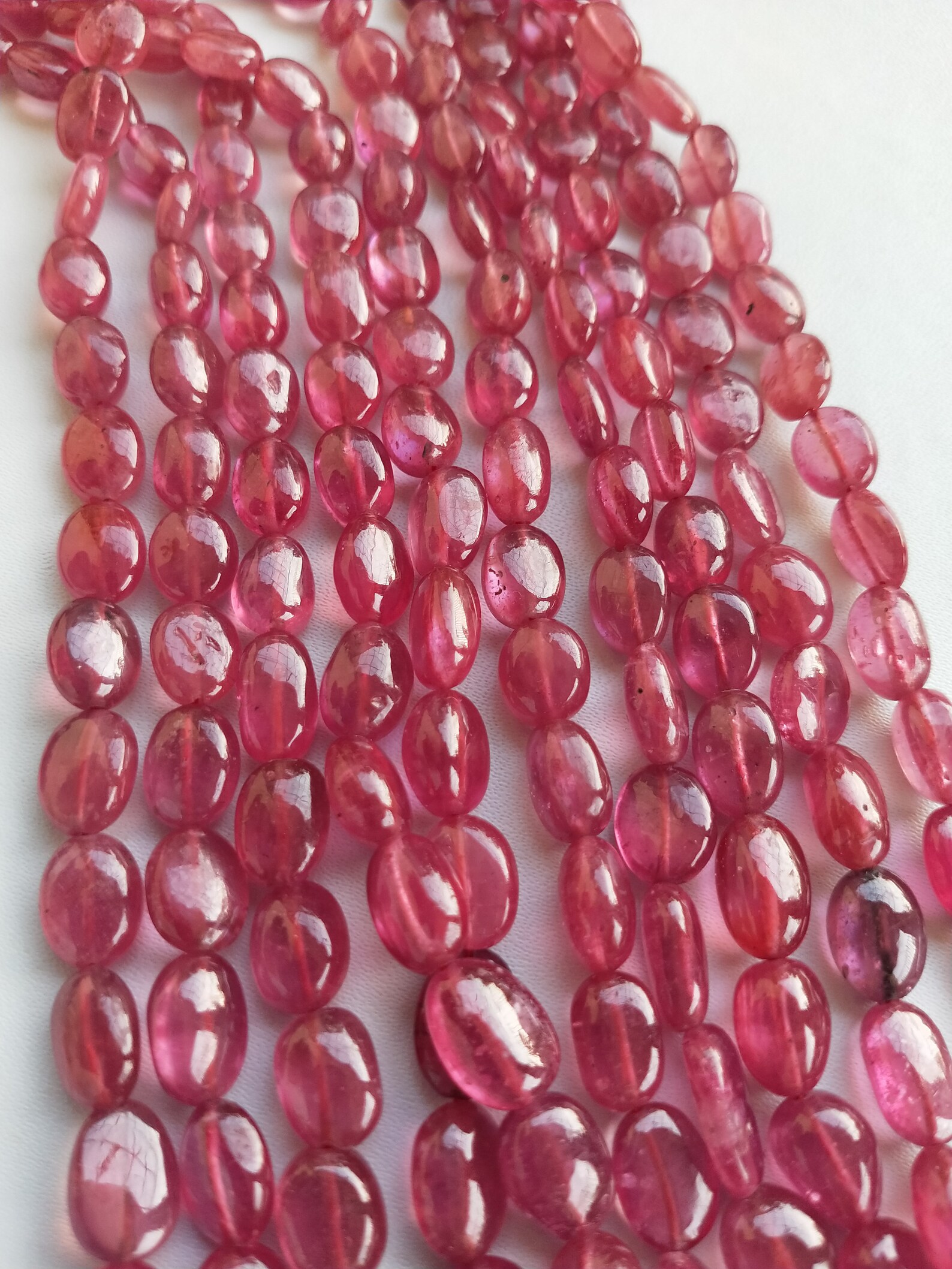 Precious Ruby Necklace Precious Ruby Oval Beads 5 Strand - Etsy