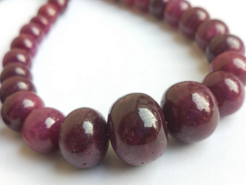550 Carats Natural African Ruby Smooth Rondelle Beads Mala | Etsy