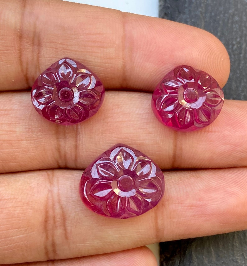 Rare Quality Ruby Carved Layout Use for Making Jewelry, 3 Pieces ...