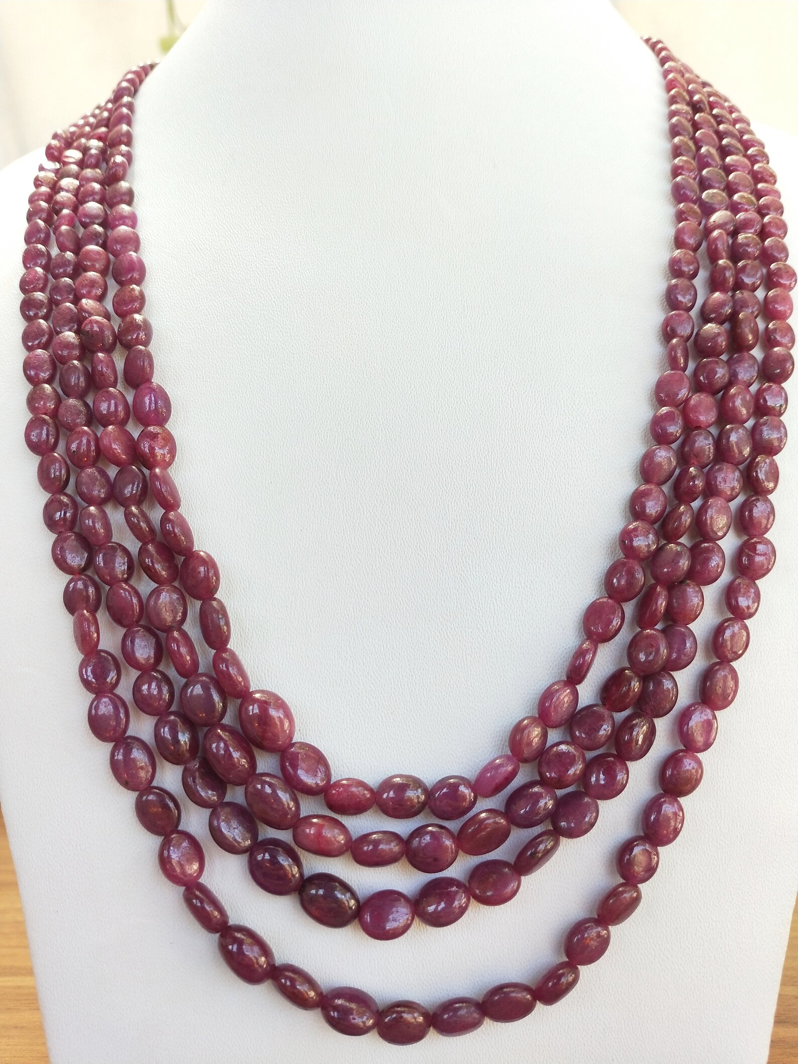 21 African Ruby Necklace Precious Ruby Oval Beads | Etsy