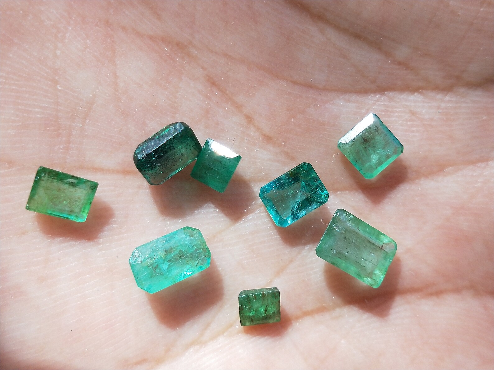 8 Pc Natural Emerald Rectangle/square Cut Faceted Stones 5 | Etsy