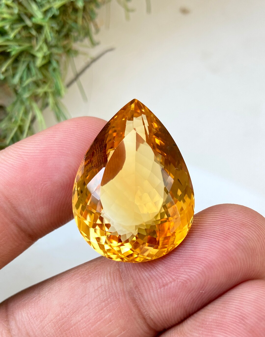 54.40 Carat Very Rare Loupe Clean Citrine Pear Cut Gemstone, 30x22x15 ...