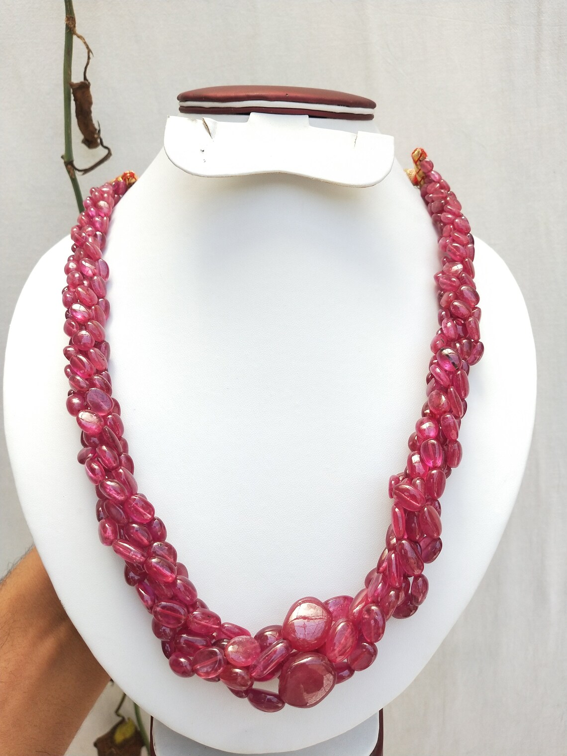 Precious Ruby Necklace Precious Ruby Oval Beads 5 Strand | Etsy