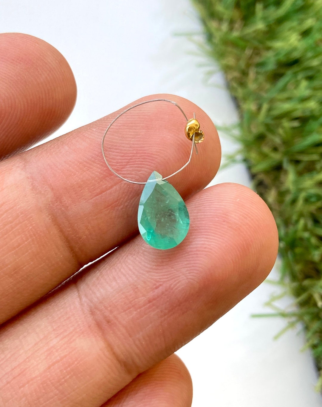 11x7x4 Mm Best Quality Pear Cut Emerald Gemstone, Side Drilled Emerald ...