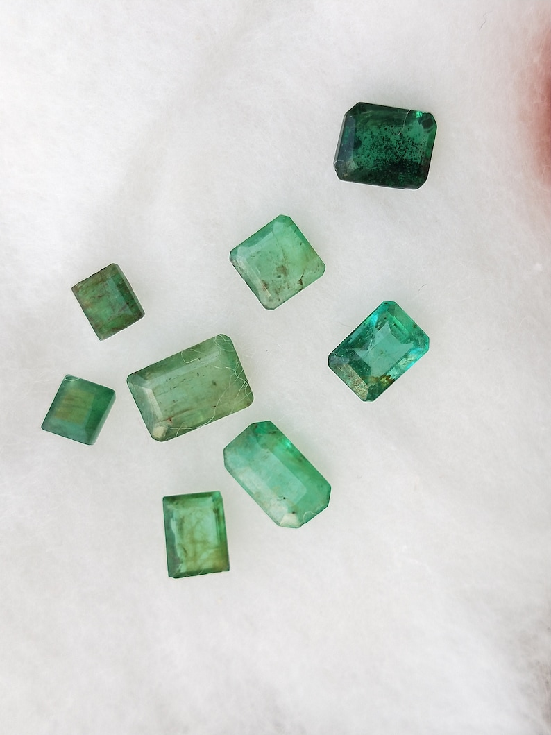 8 Pc Natural Emerald Rectangle/square Cut Faceted Stones 5 | Etsy